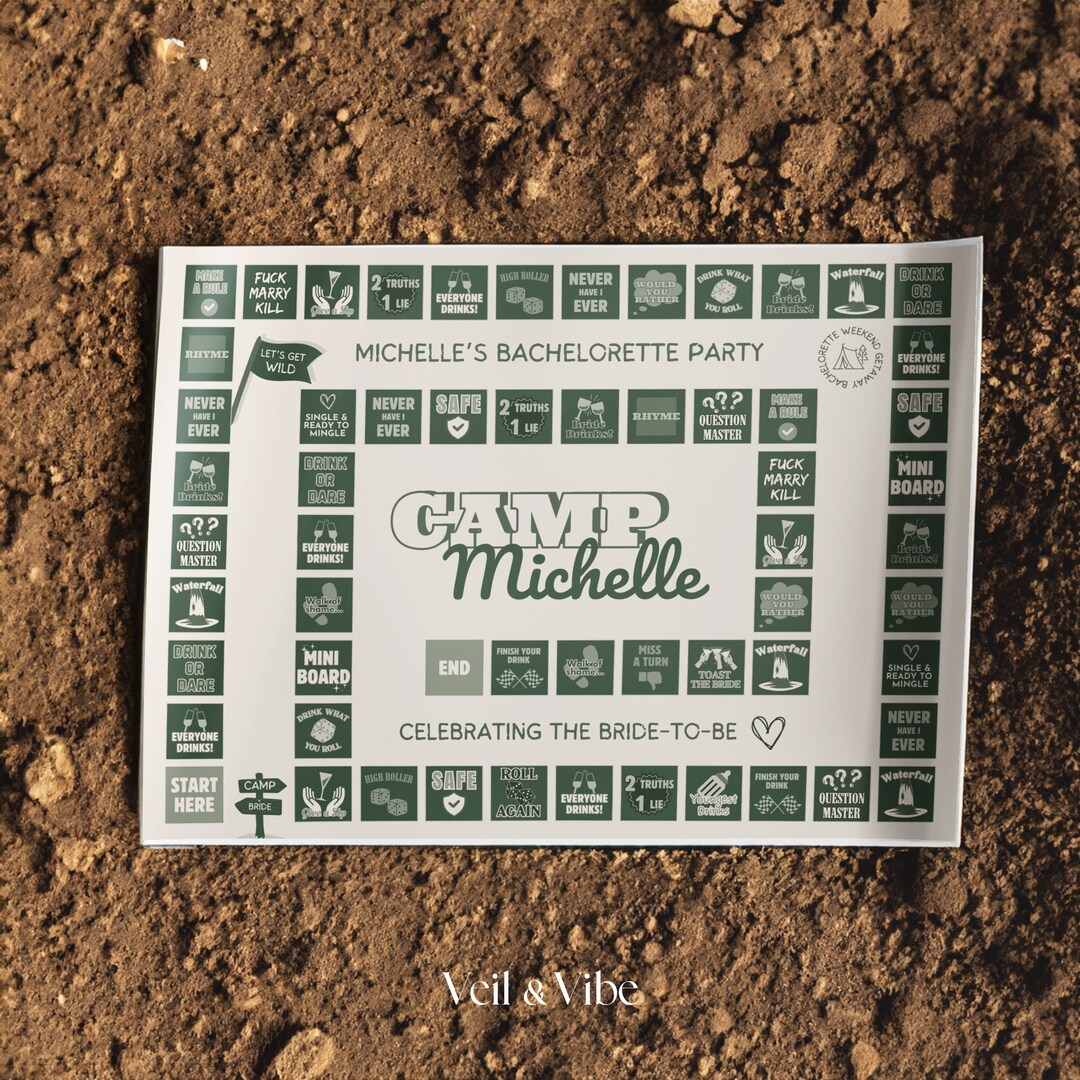 Camp Bachelorette Board Game Forest Themed Party Activity Editable ...
