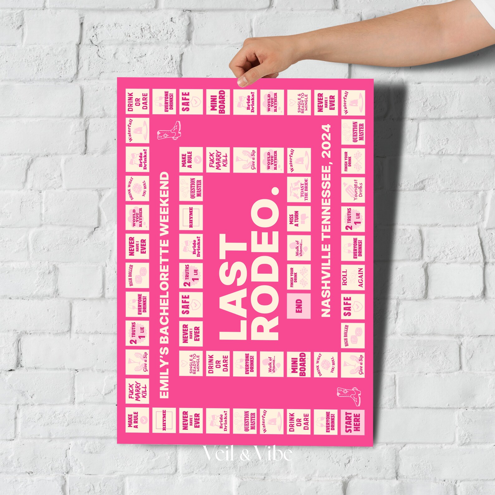 Modern Last Rodeo Bachelorette Board Game Nashville Bachelorette ...