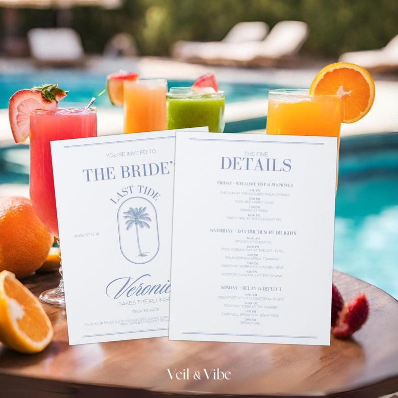 Country Club Bachelorette Party Invite Template Palm Springs ...