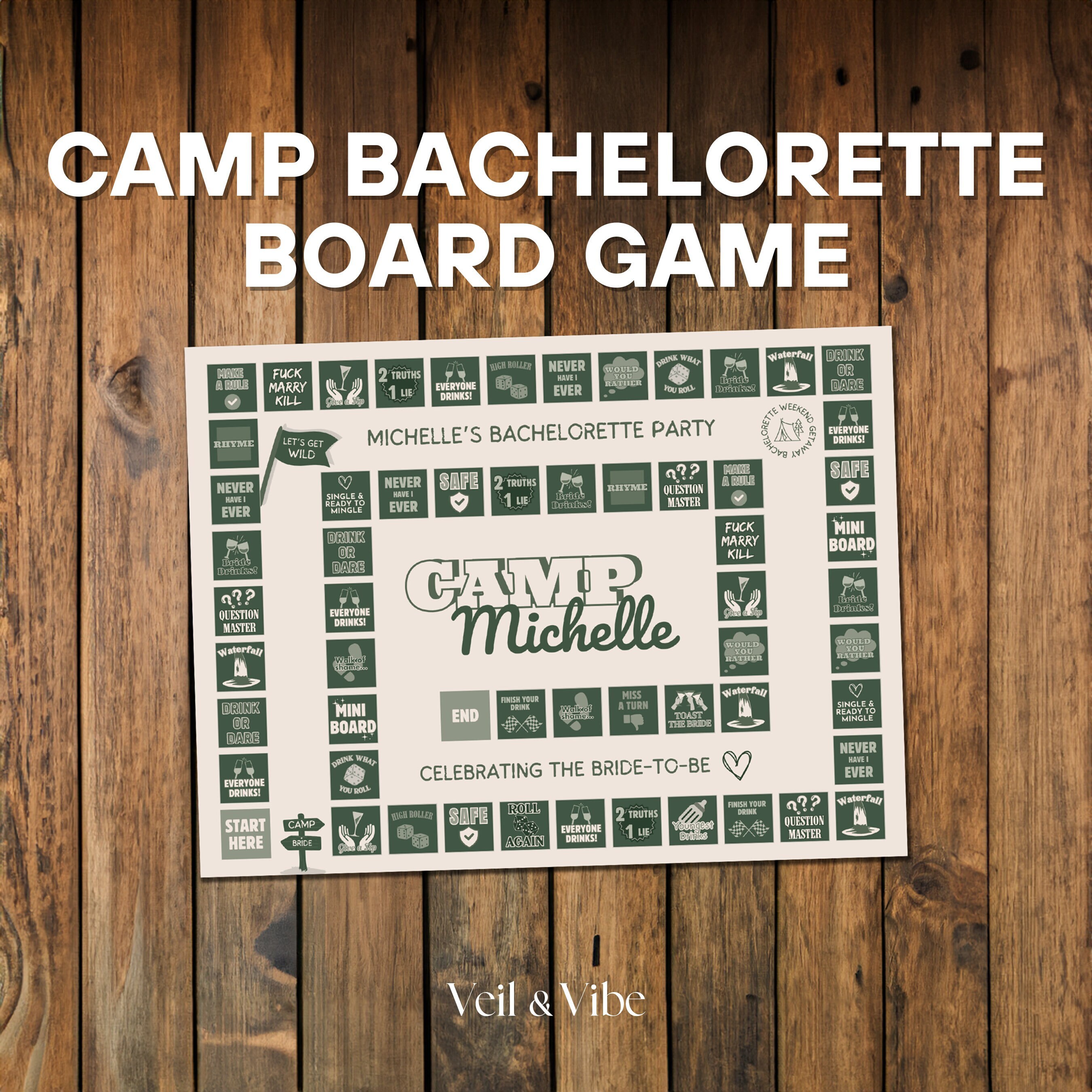 Camp Bachelorette Board Game Printable Games for Bachelorette Party ...