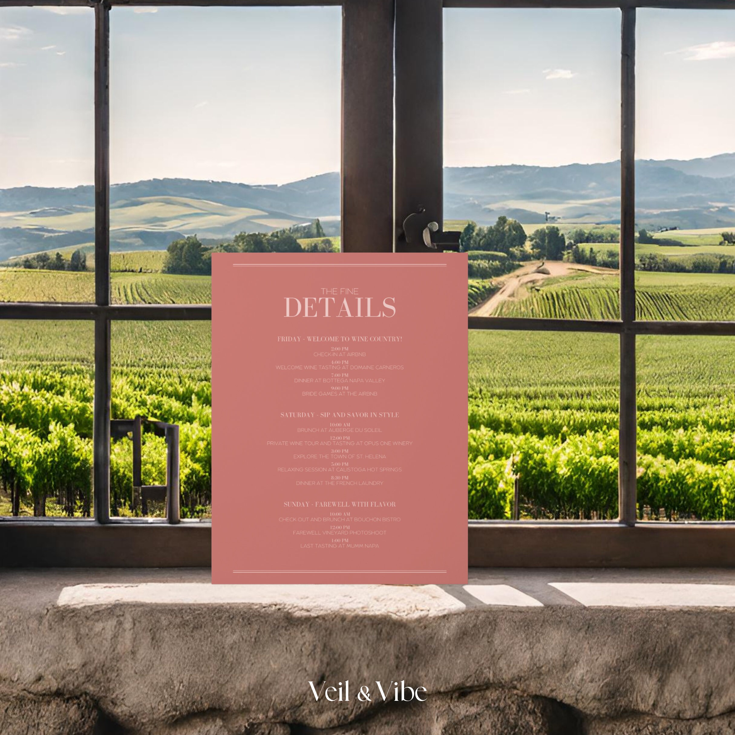 Wine Country Bachelorette Invitation Elegant Bachelorette Itinerary ...