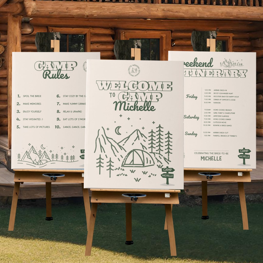 Camp Bachelorette Sign Templates Bachelorette Camping Signs ...