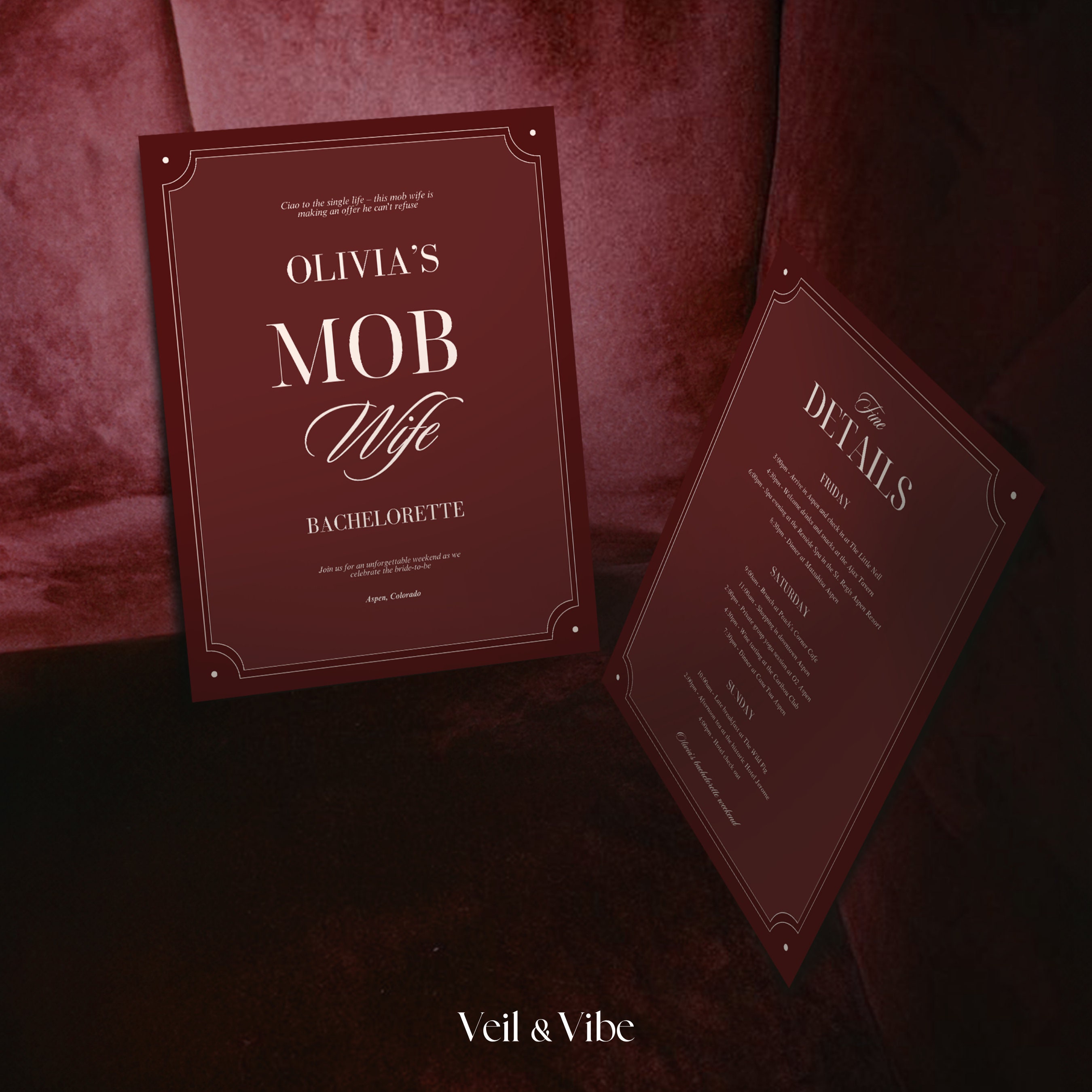 Classic Mob Wife Bachelorette Invitation Mafia Bachelorette Itinerary ...