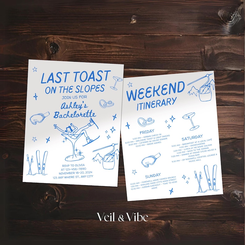 Park City Bachelorette Invite Canva Template Ski Themed Weekend ...