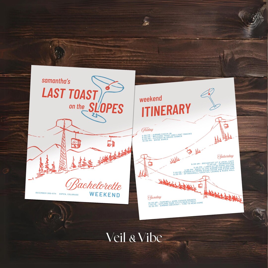 Last Toast on the Slopes Bachelorette Party Invitation Template Winter ...