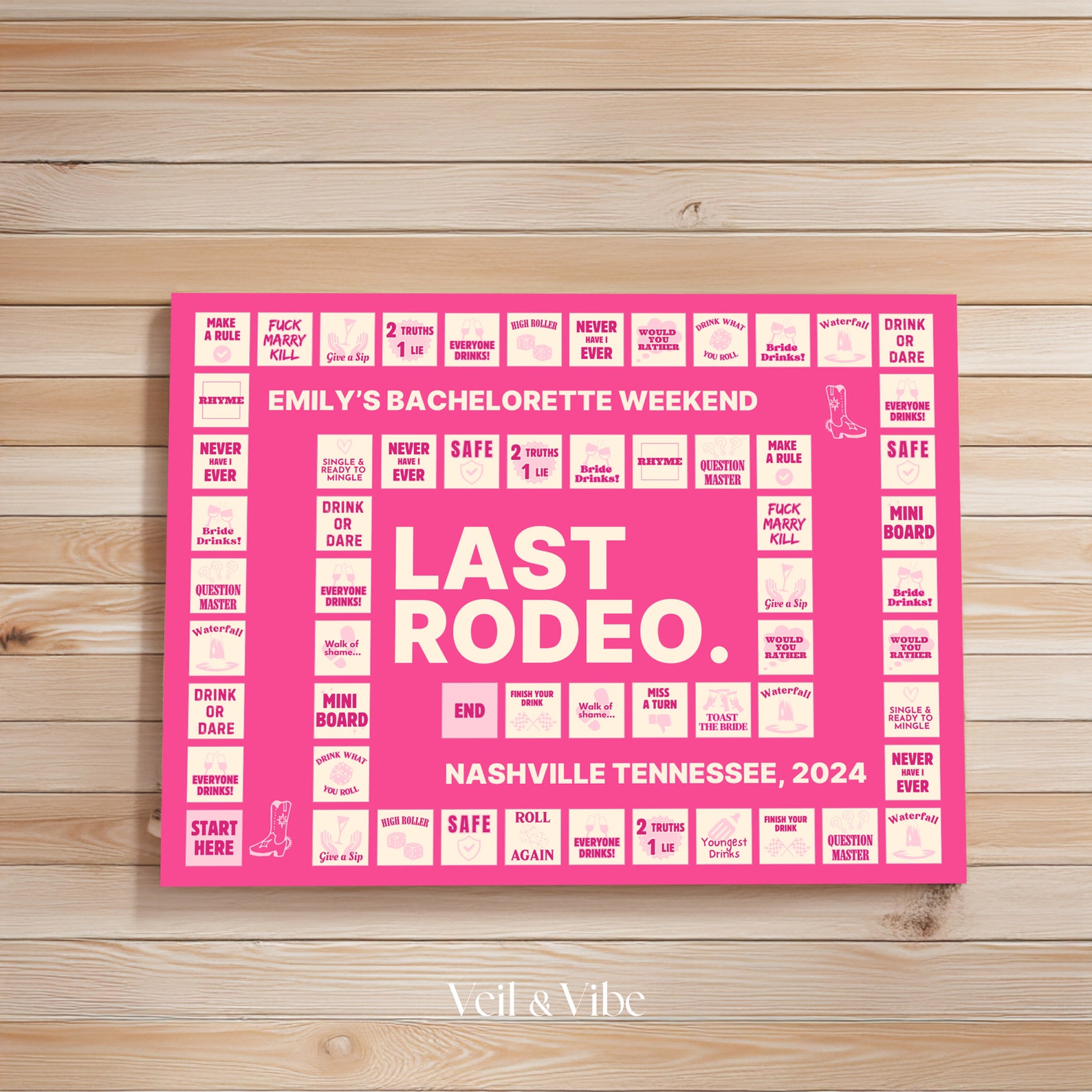 Modern Last Rodeo Bachelorette Board Game Nashville Bachelorette ...