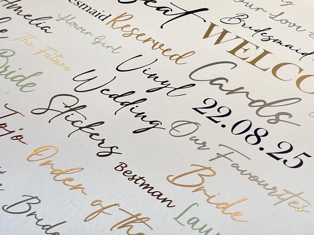 Wedding Vinyl Decals Wedding Sign Stickers Flute Labels Custom Welcome ...
