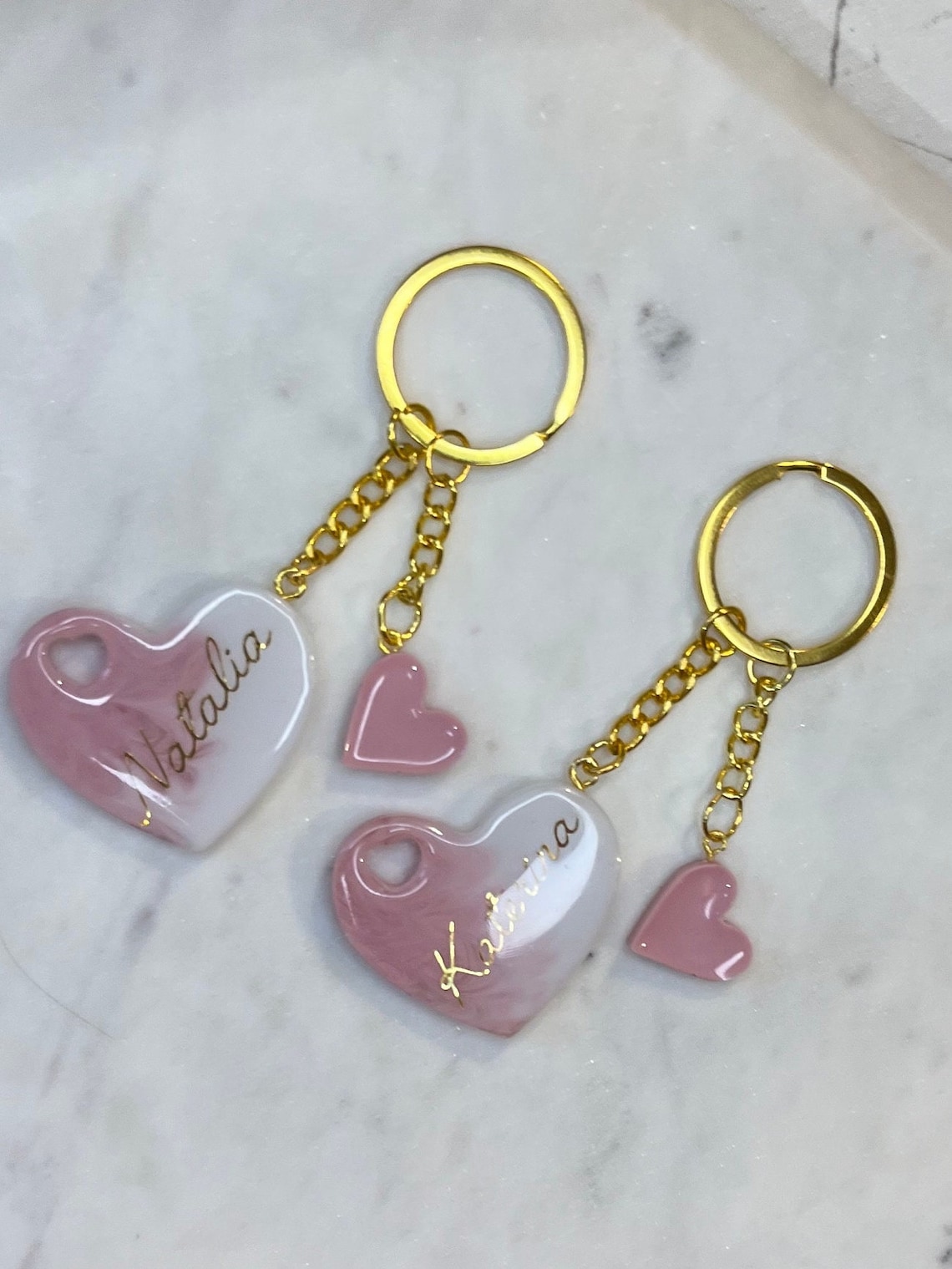 Personalised Valentines Days Heart Resin Keychain Gifts for Her ...