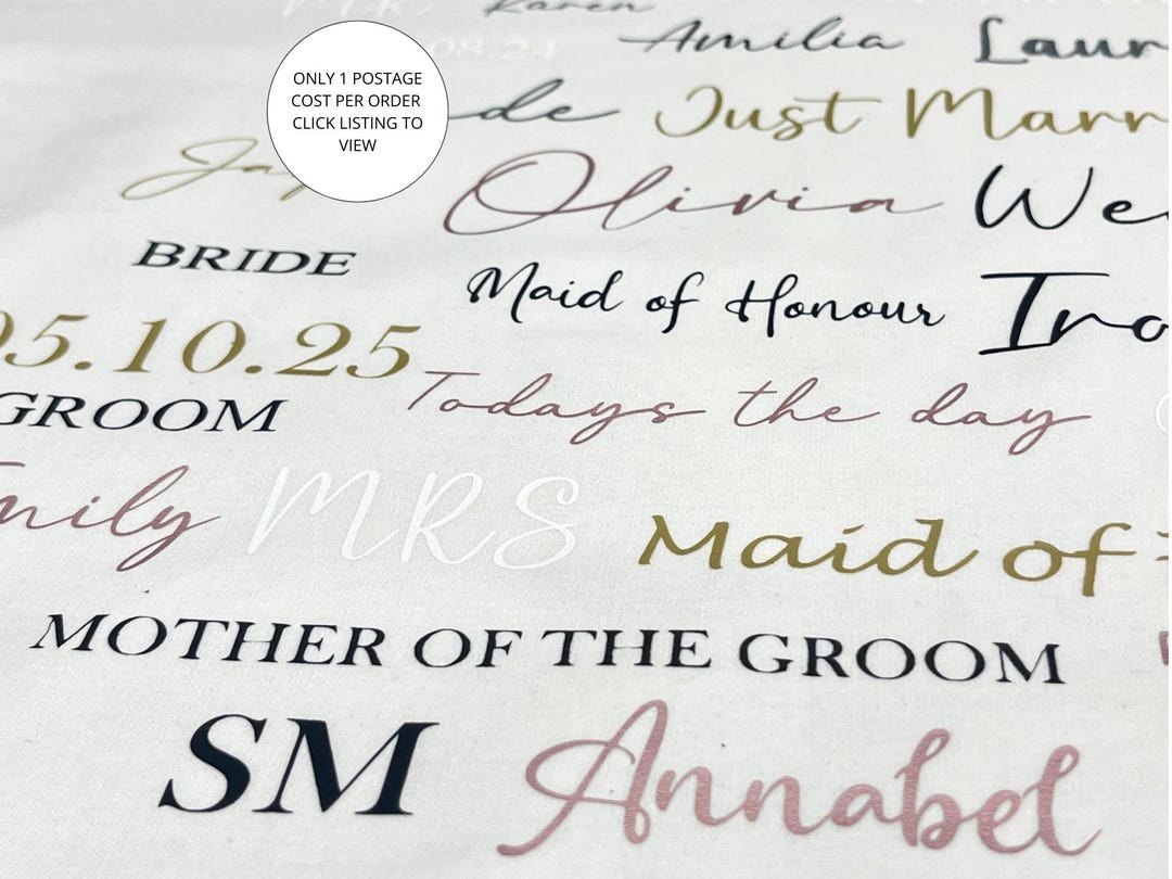 PERSONALISED IRON VINYL Decal Labels Iron on Names Wedding Fabric ...
