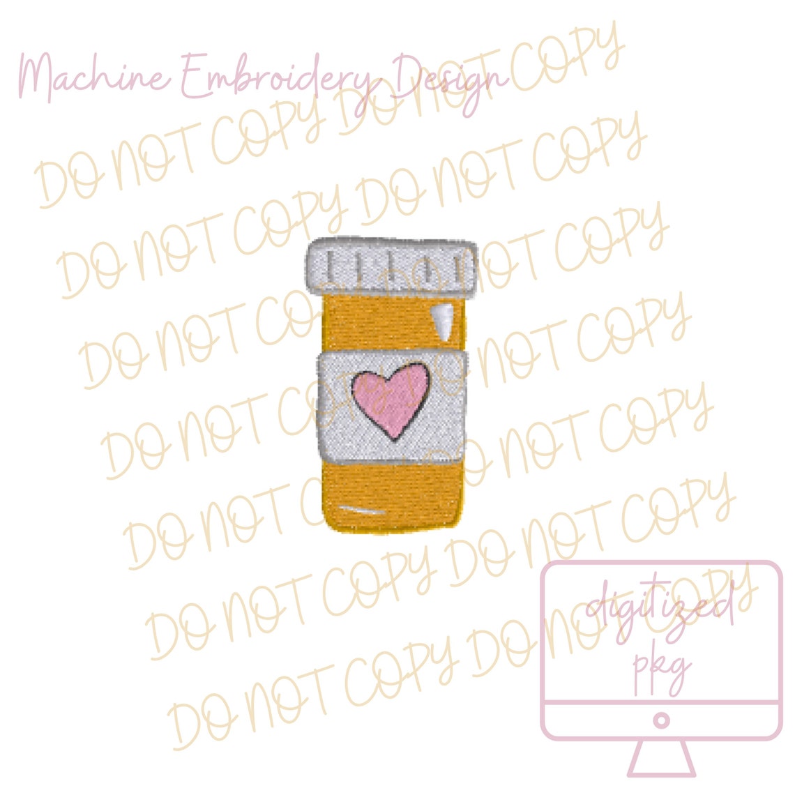 Medication Bottle Embroidery Design - Pill Bottle - Prescription - Love ...