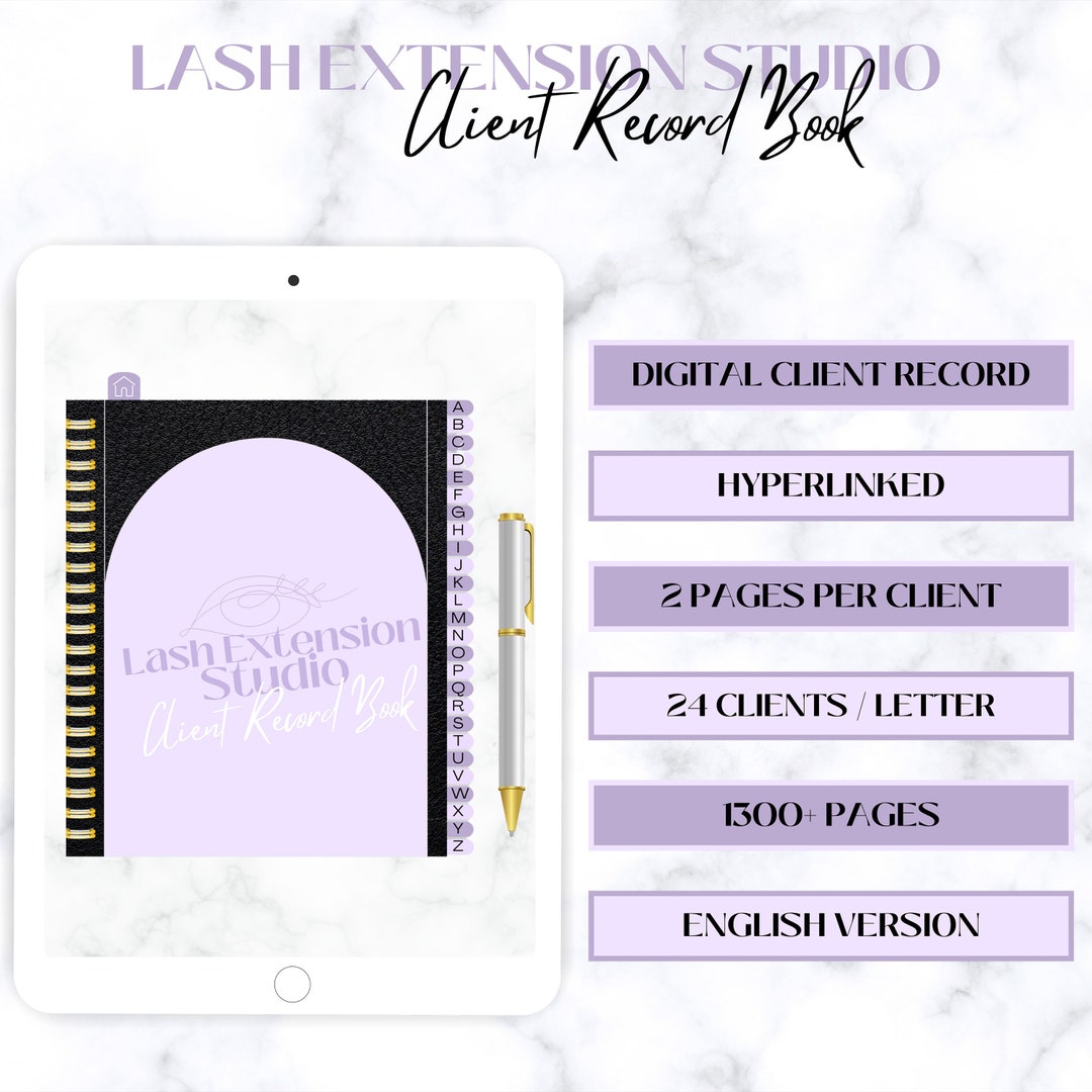 Digital Lash Extensions Client Record Book Eyelash Tech Consent Form, Lashmap, Appointment ...