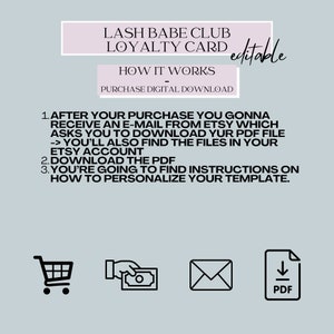 Lash Studio Loyalty Member Club Card TEMPLATE for Lash Extension ...