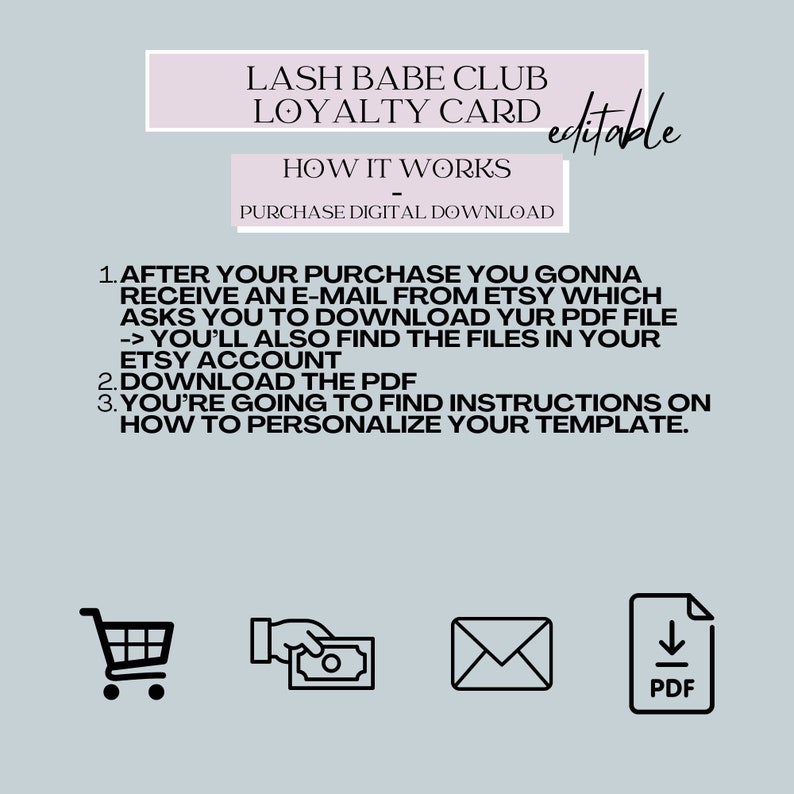 Lash Studio Loyalty Member Club Card TEMPLATE for Lash Extension ...