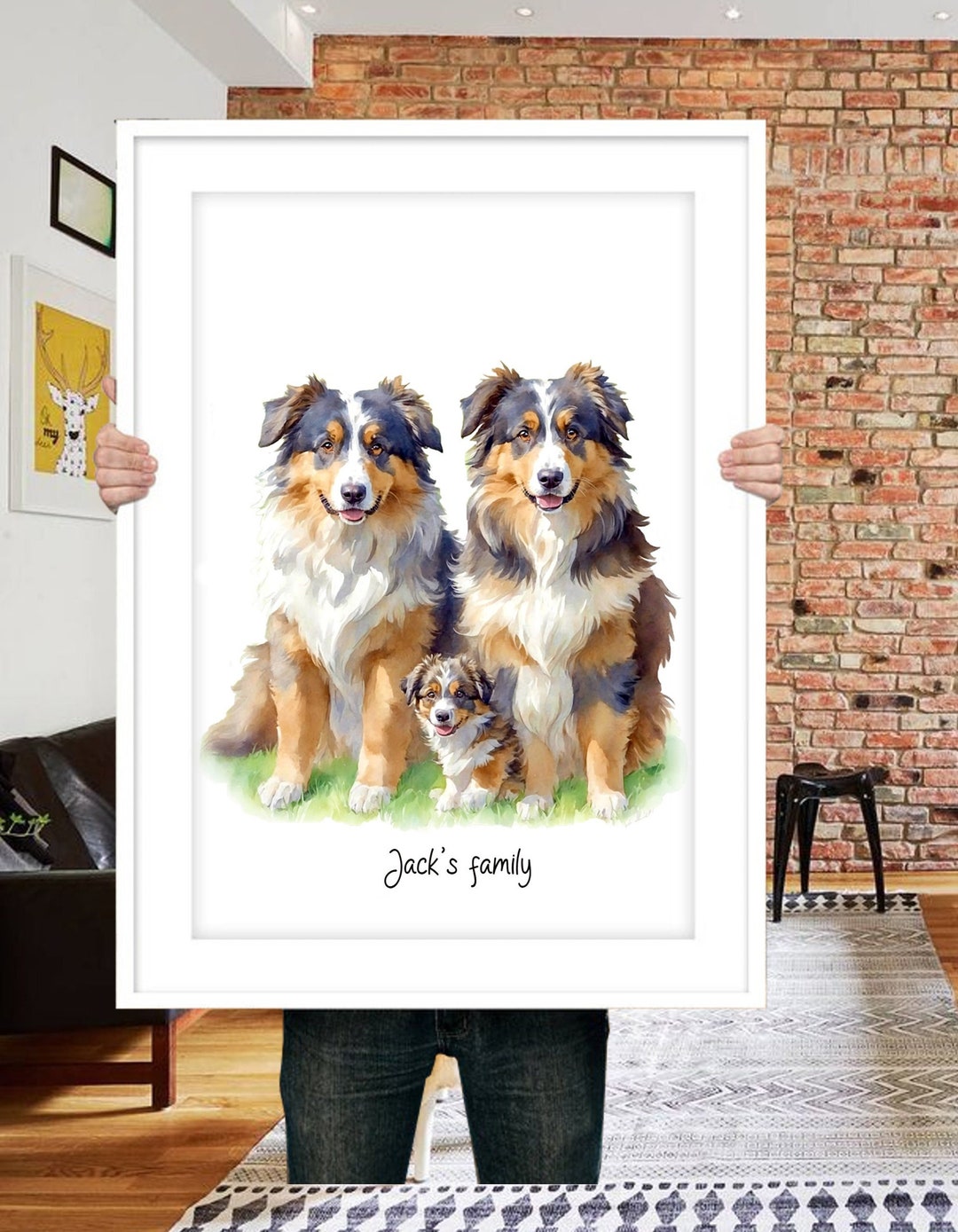 MULTI PET Portrait Multi Dog Painting Custom Three Pets Portrait Pet ...