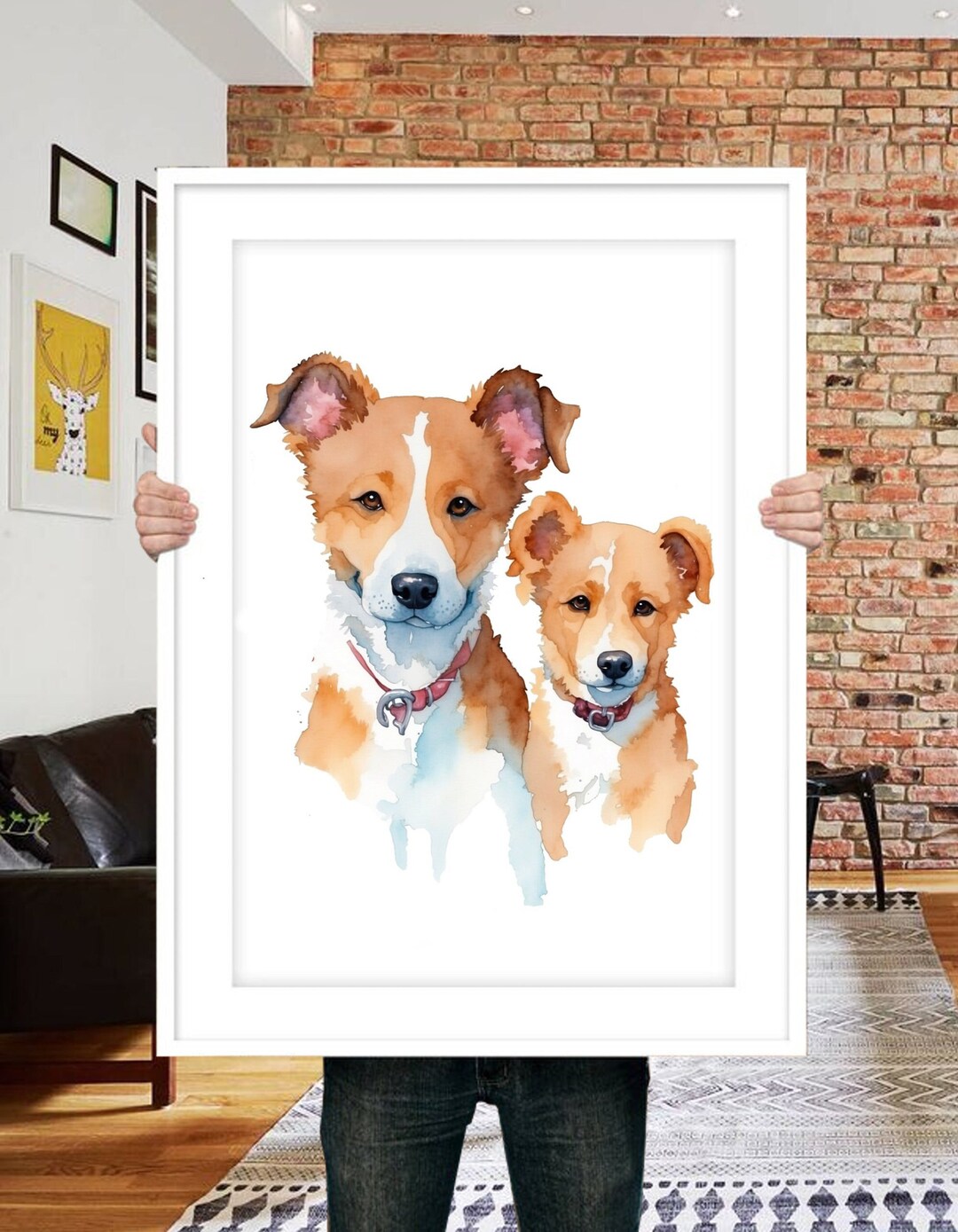 Two Dog Portrait Two Pet Portrait Multi Pet Portrait Painting of 2 Pets ...