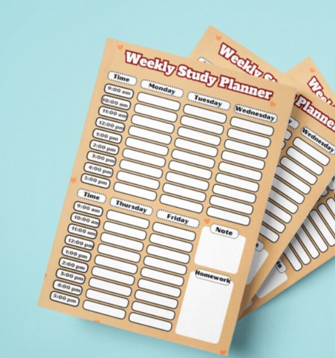 Weekly Study-planner Template - Etsy