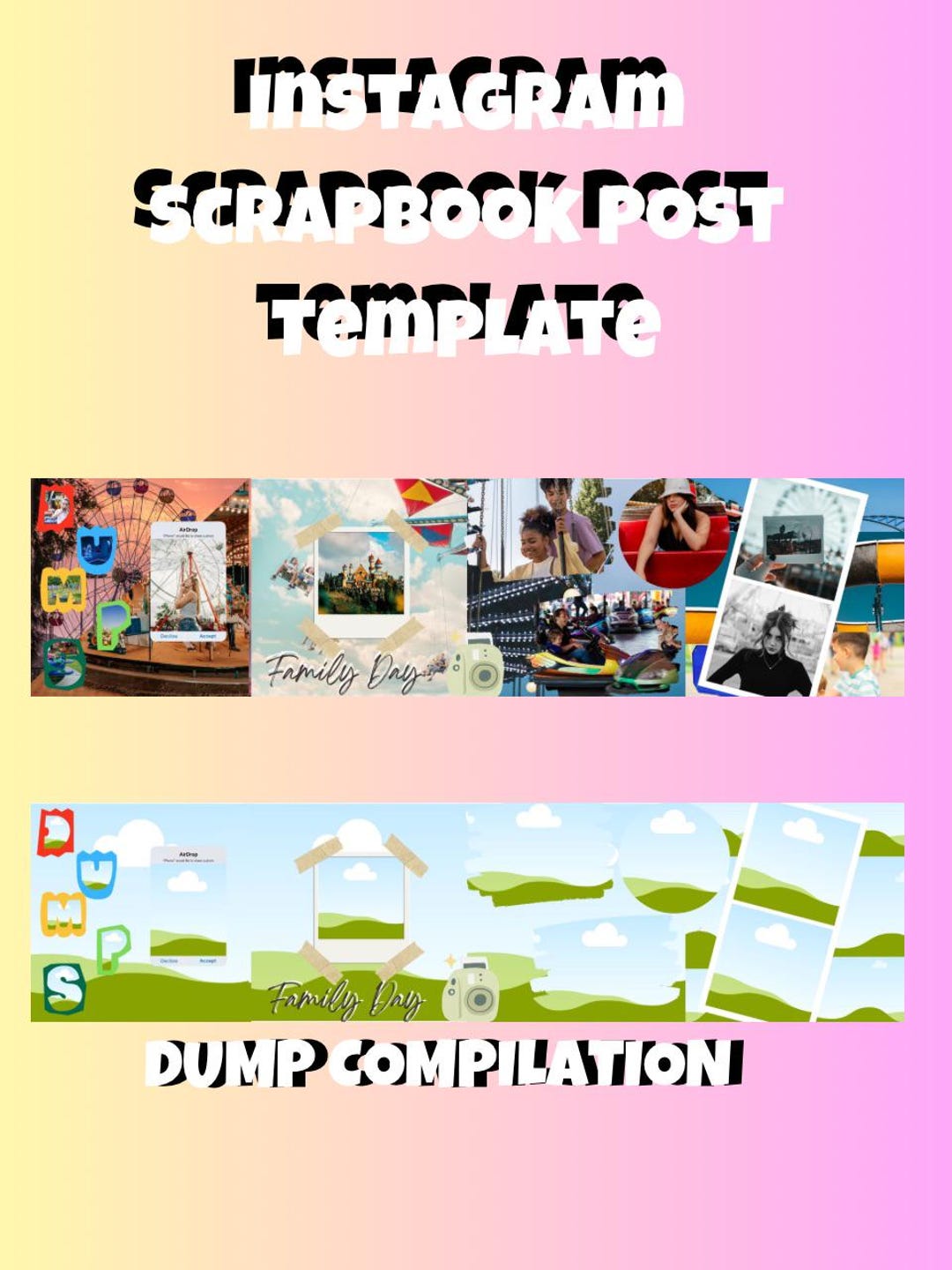 Instagram Digital Scrapbook Template | Instagram Scrapbook Post ...
