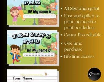 Tracing Pad for Kids Canva Editable Template and Ready to Print - Etsy
