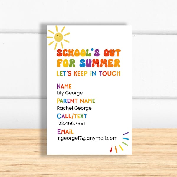 Contact Cards for Parents - Etsy