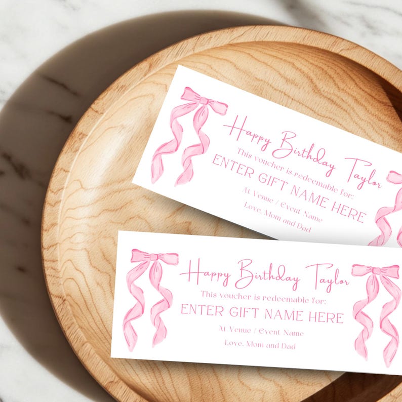 Girls Happy Birthday Custom Gift Voucher Template, Printable Blank ...