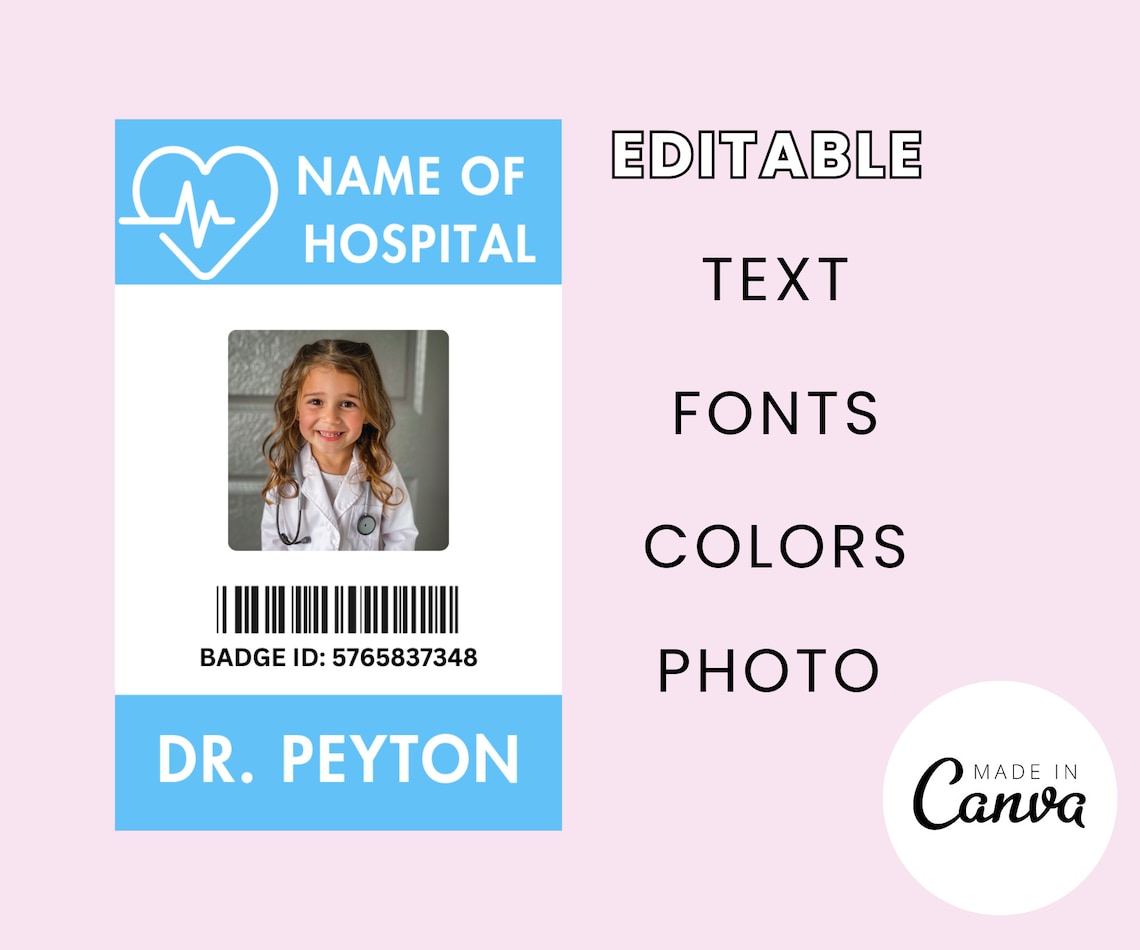 Printable Doctor ID Name Badge | Hospital Nurse Halloween Costume ...