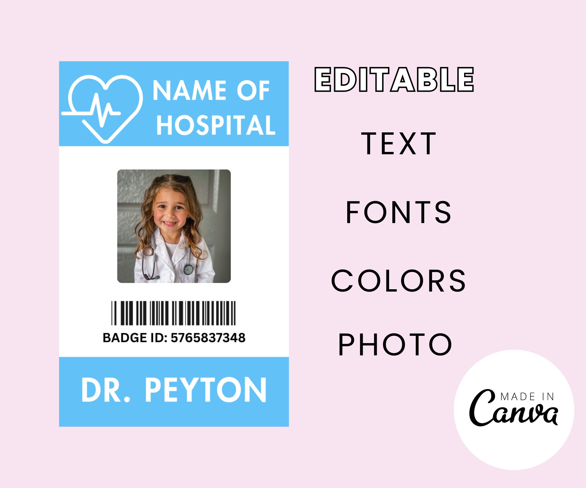 Printable Doctor ID Name Badge | Hospital Nurse Halloween Costume ...