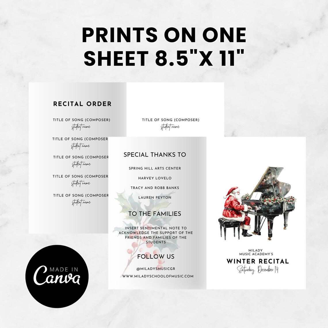 Printable Music Program Template | Student Recital | Piano Recital ...