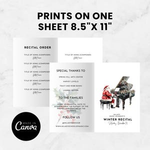 Printable Music Program Template | Student Recital | Piano Recital ...