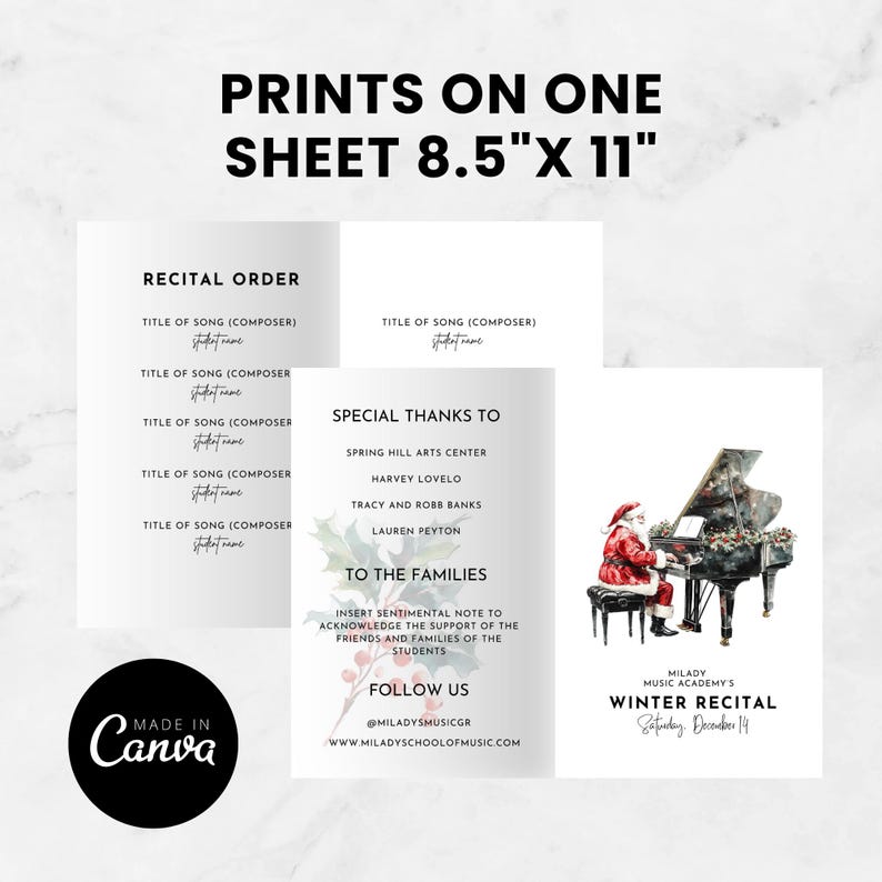 Printable Music Program Template | Student Recital | Piano Recital ...