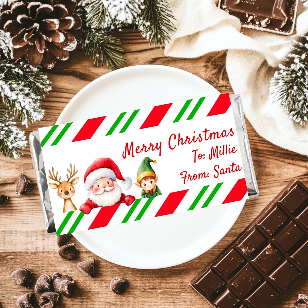 Editable Christmas Candy Wrapper Template, Printable Santa Claus ...