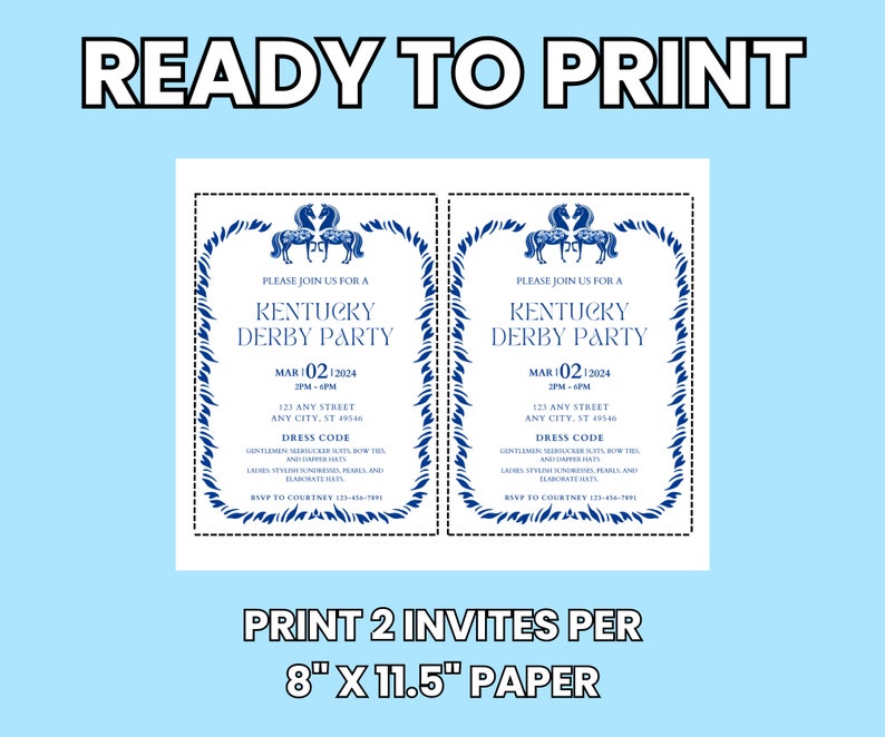 Printable Kentucky Derby Party Invitation Template, Bridal Baby Shower ...