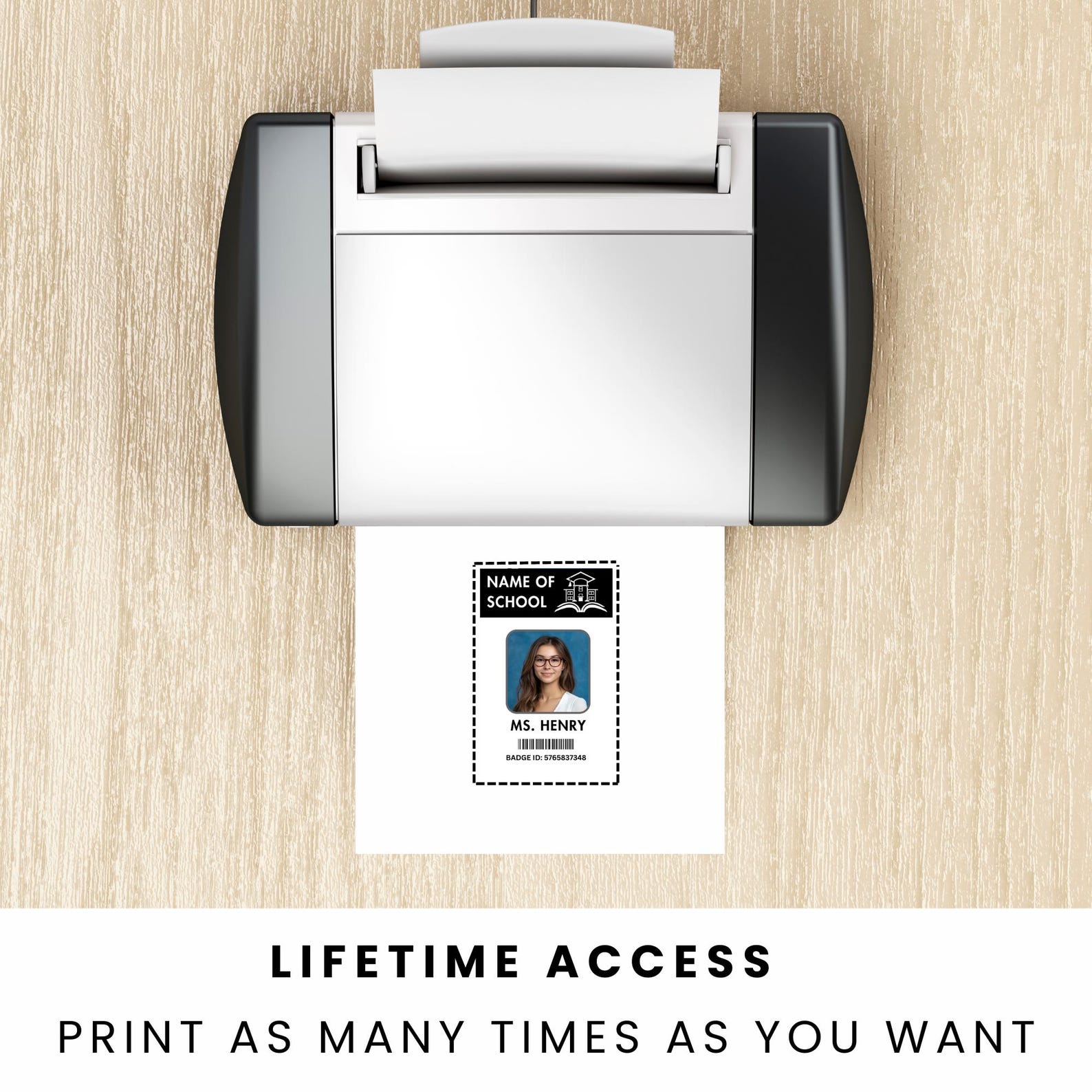 Printable Teacher ID Name Badge Template | School Halloween Costume ...