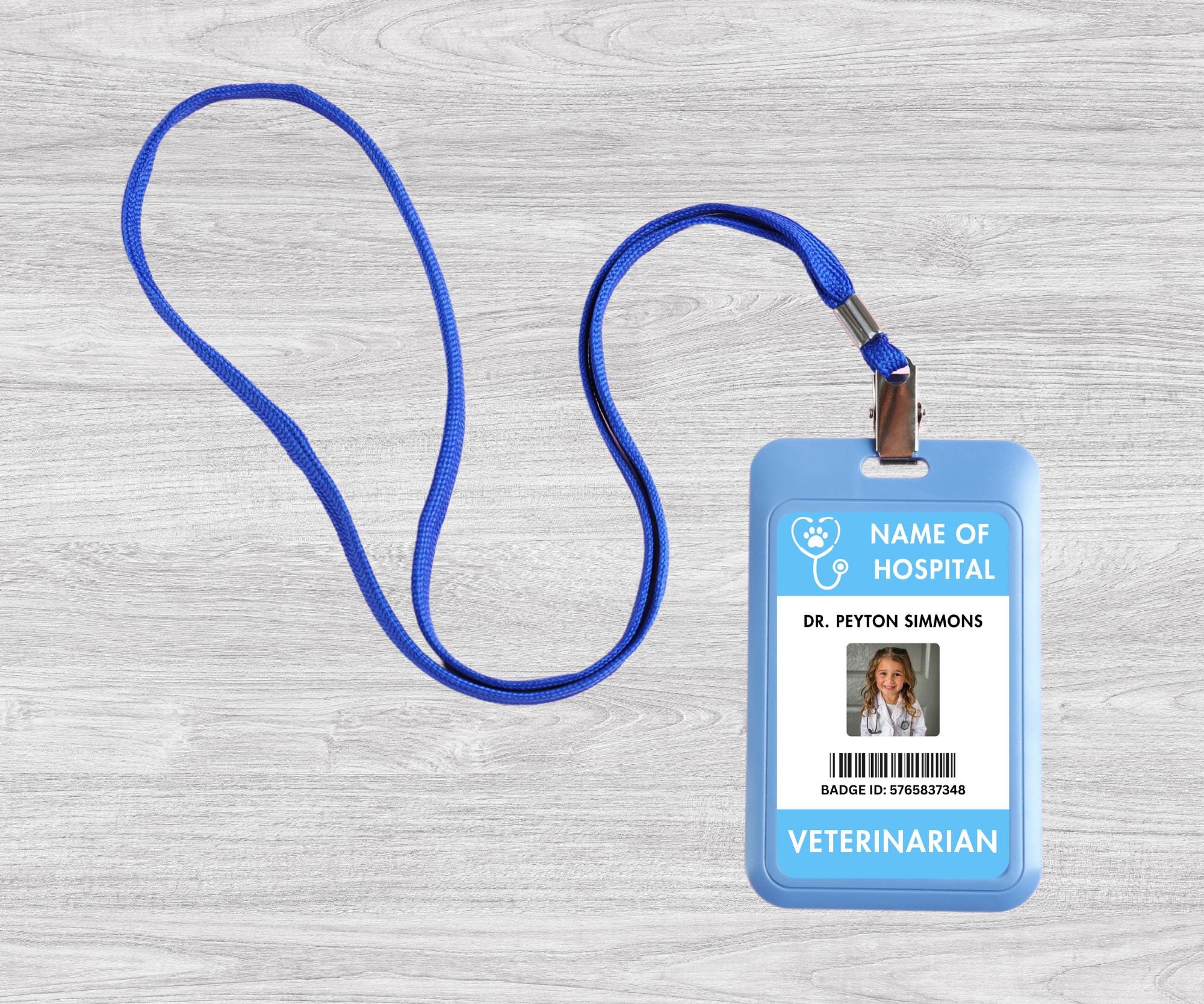 Printable Veterinarian ID Name Badge Animal Hospital Vet Technician ...
