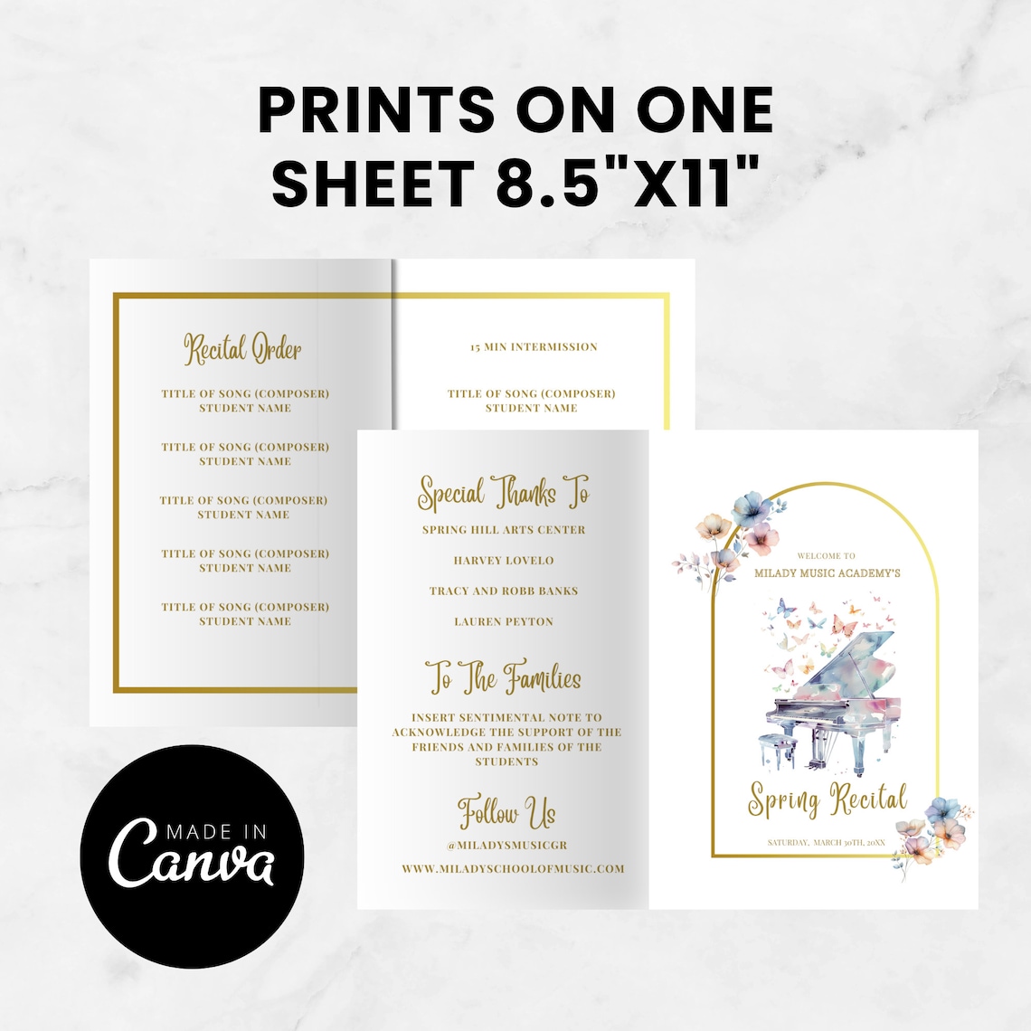 Music Program Template | Student Recital | Piano Recital Booklet ...