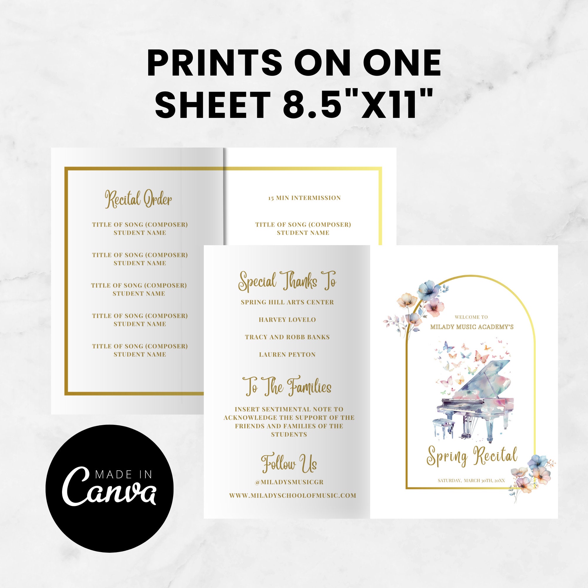 Music Program Template | Student Recital | Piano Recital Booklet ...