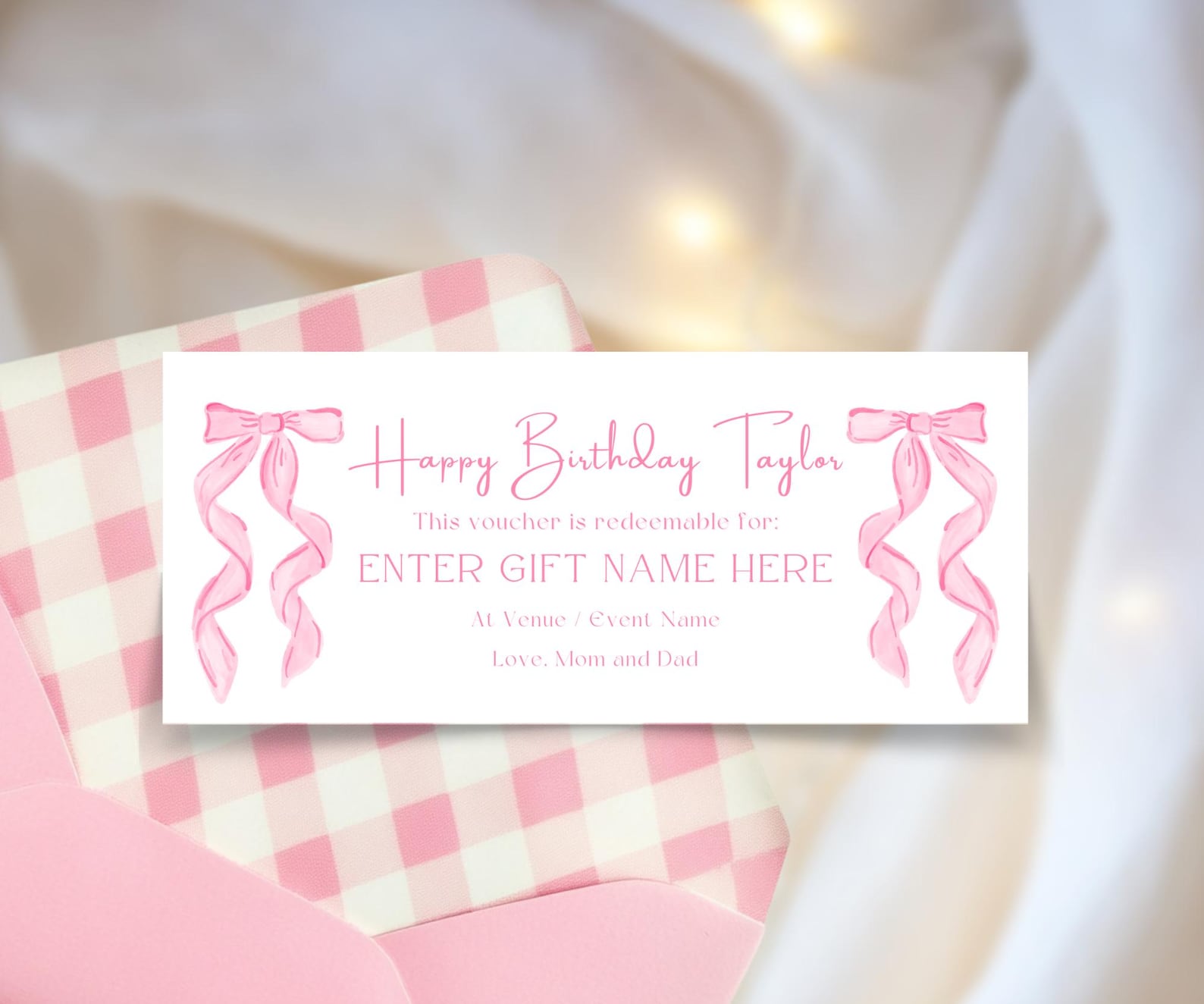 Girls Happy Birthday Custom Gift Voucher Template, Printable Blank ...