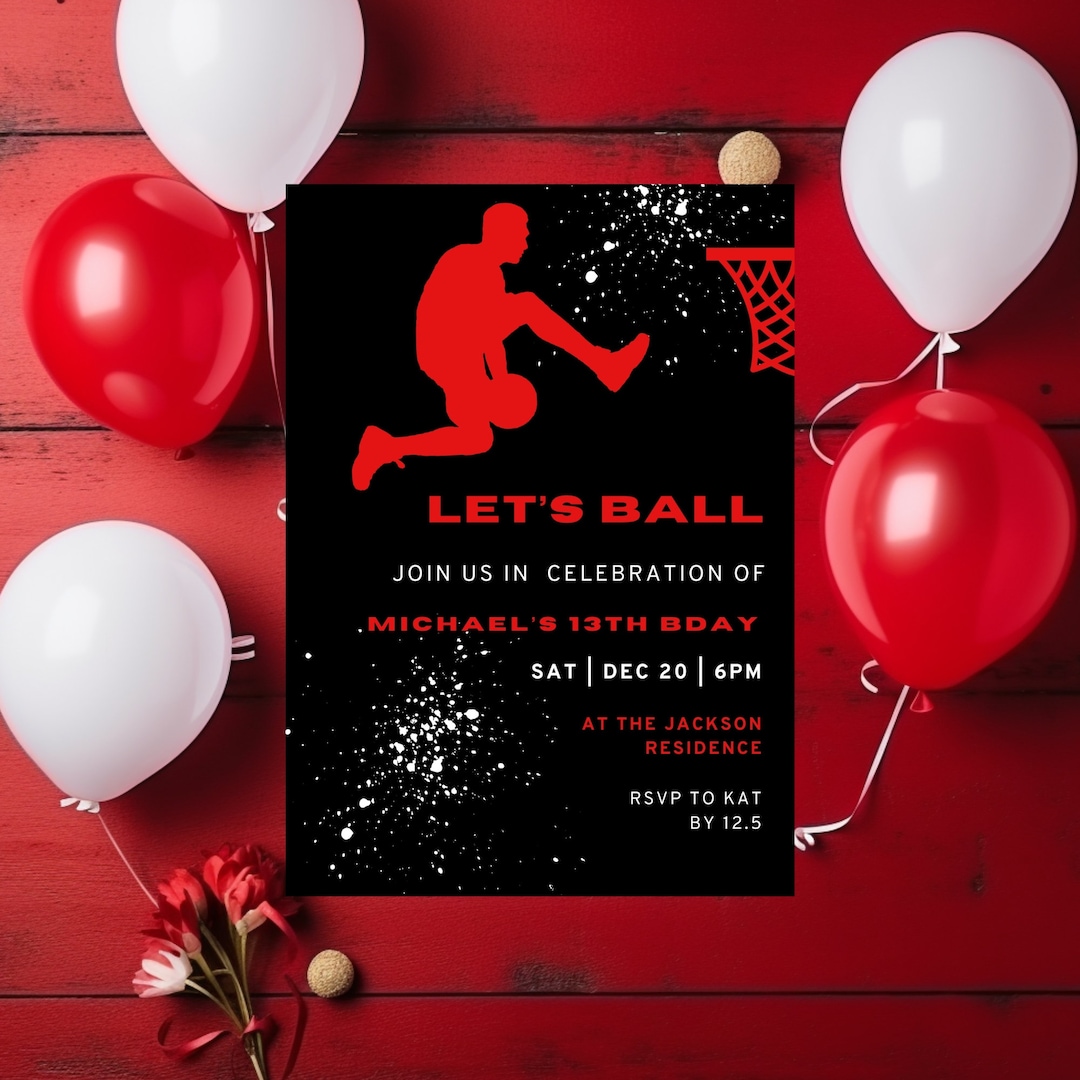 Basketball Invitation - Basketball Birthday Invite - Basketball Party ...