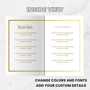 Music Program Template | Student Recital | Piano Recital Booklet ...