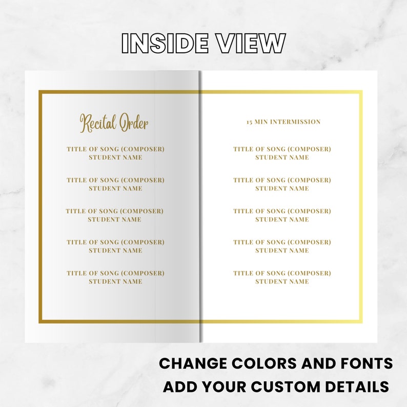 Music Program Template | Student Recital | Piano Recital Booklet ...