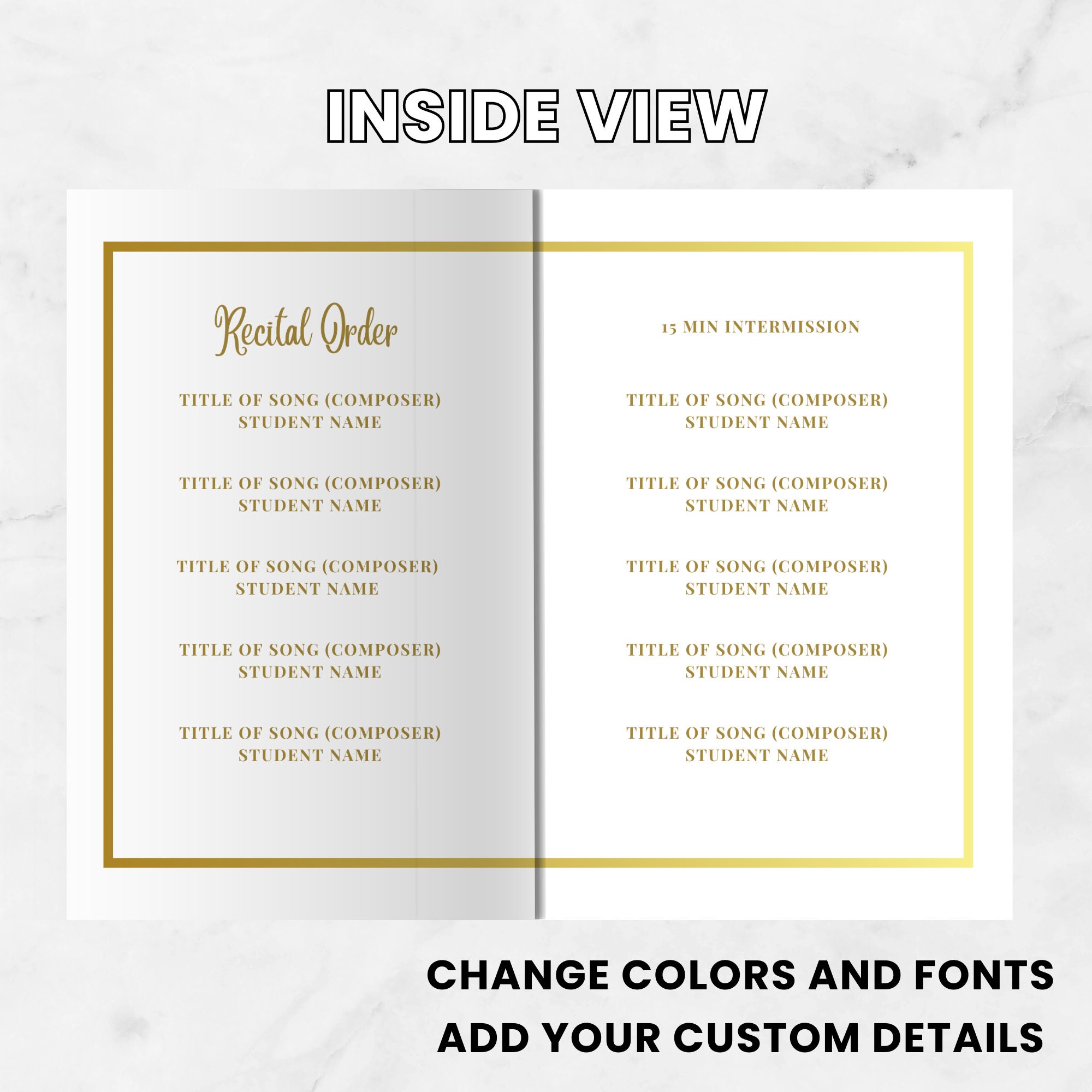 Music Program Template | Student Recital | Piano Recital Booklet ...