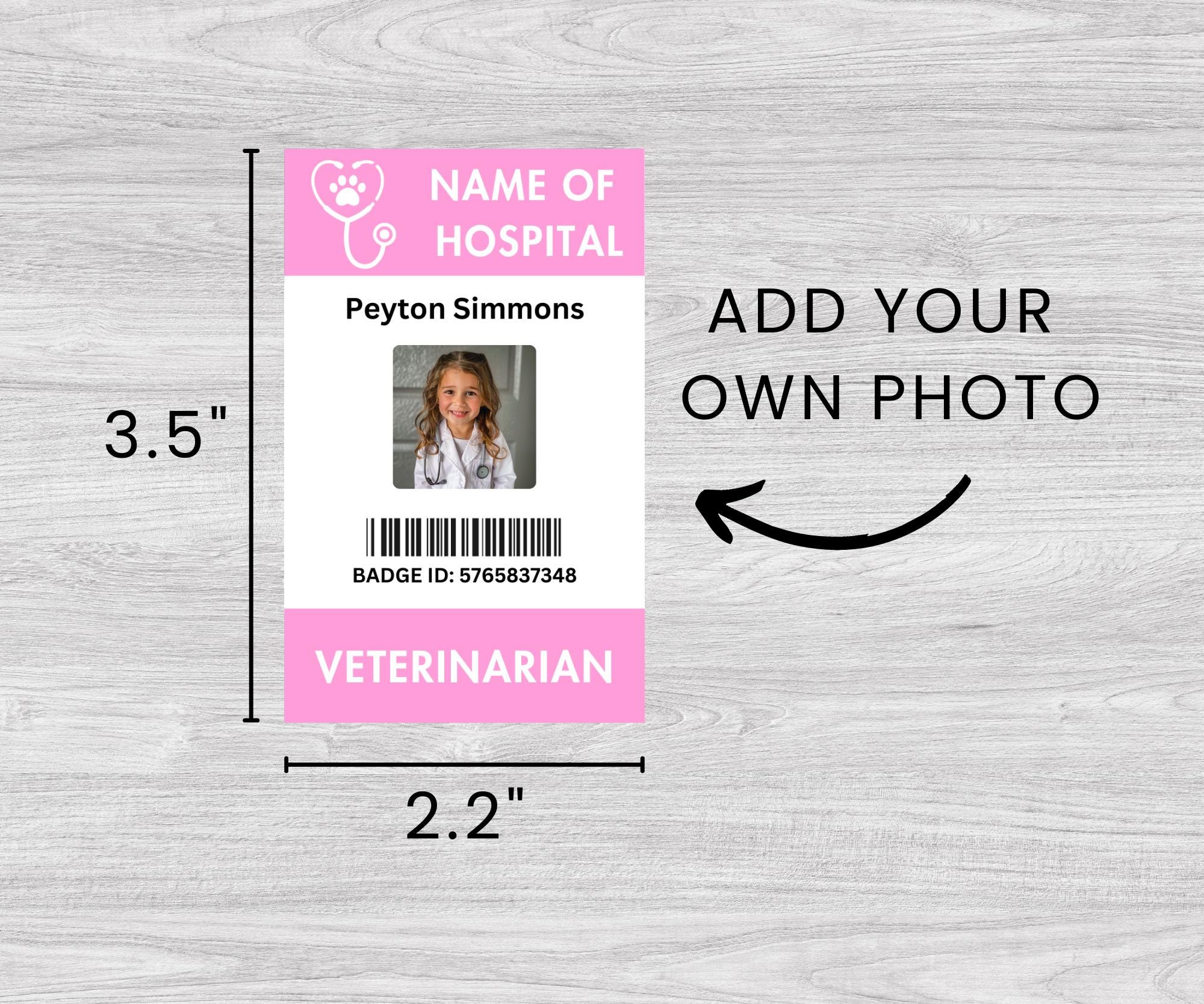 Printable Veterinarian ID Name Badge | Animal Hospital Vet Technician ...