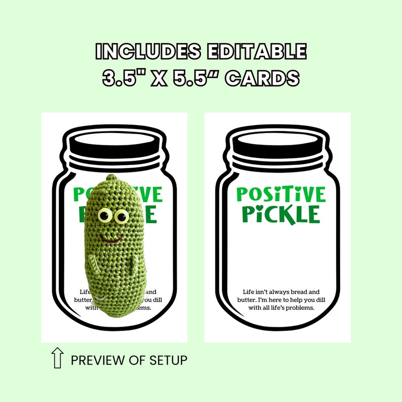 Crochet Emotional Support Pickle & Gift Tags, Anxiety Relief Buddy ...