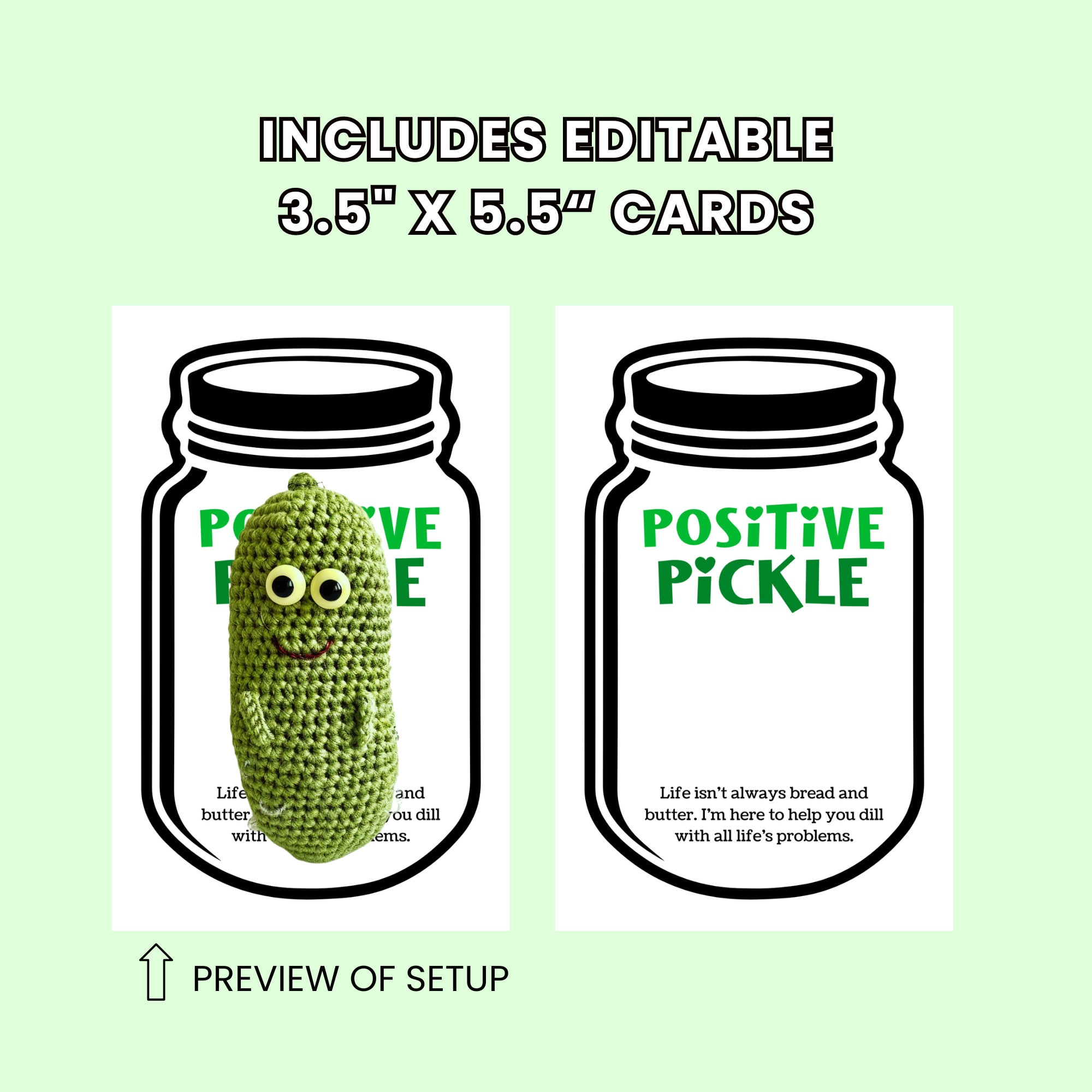 Crochet Emotional Support Pickle & Gift Tags, Anxiety Relief Buddy ...