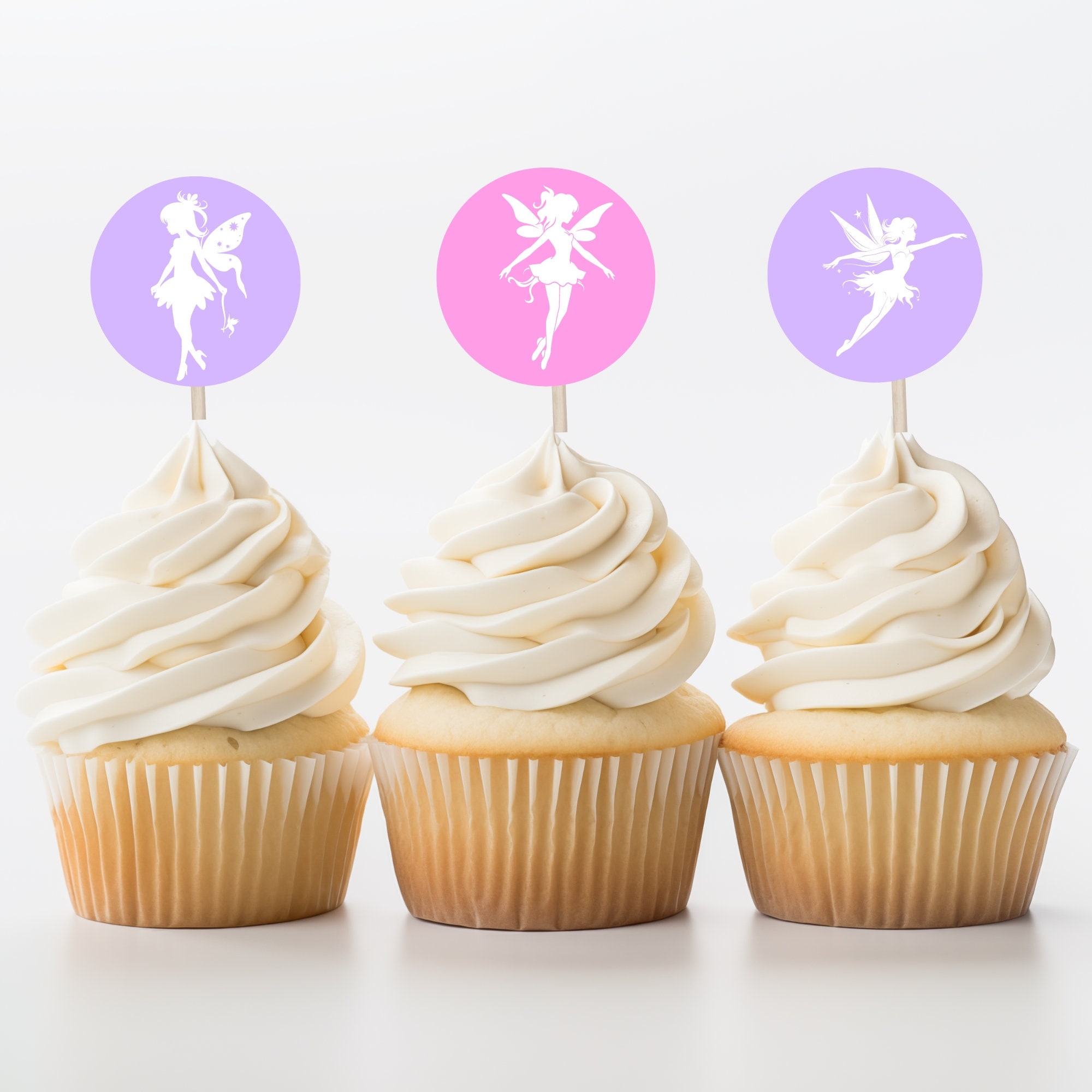 Fairy First Birthday Cupcake Toppers, Magical Fairy Party Decor, Pink ...