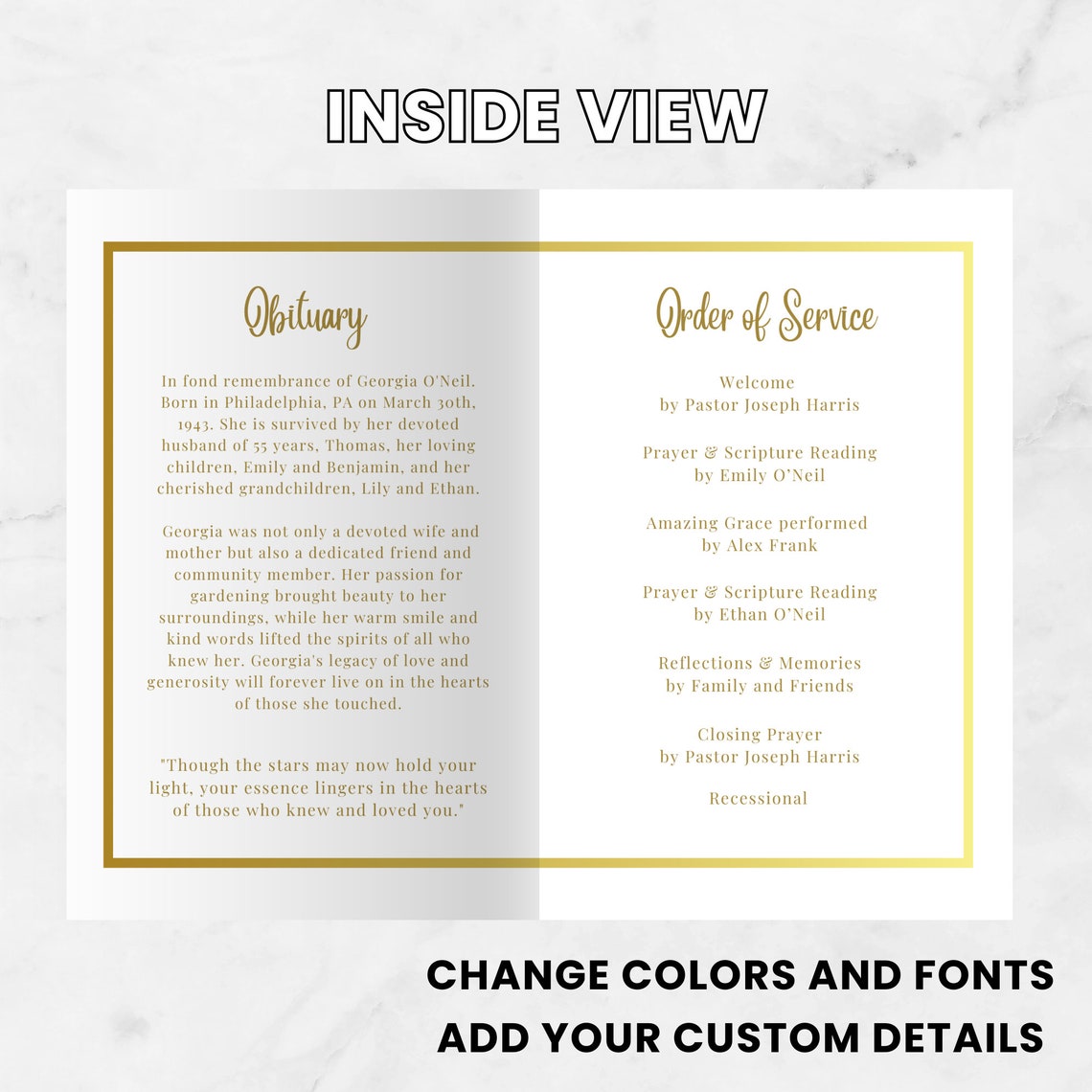Editable Funeral Program Template | Floral Obituary | Order of Service ...