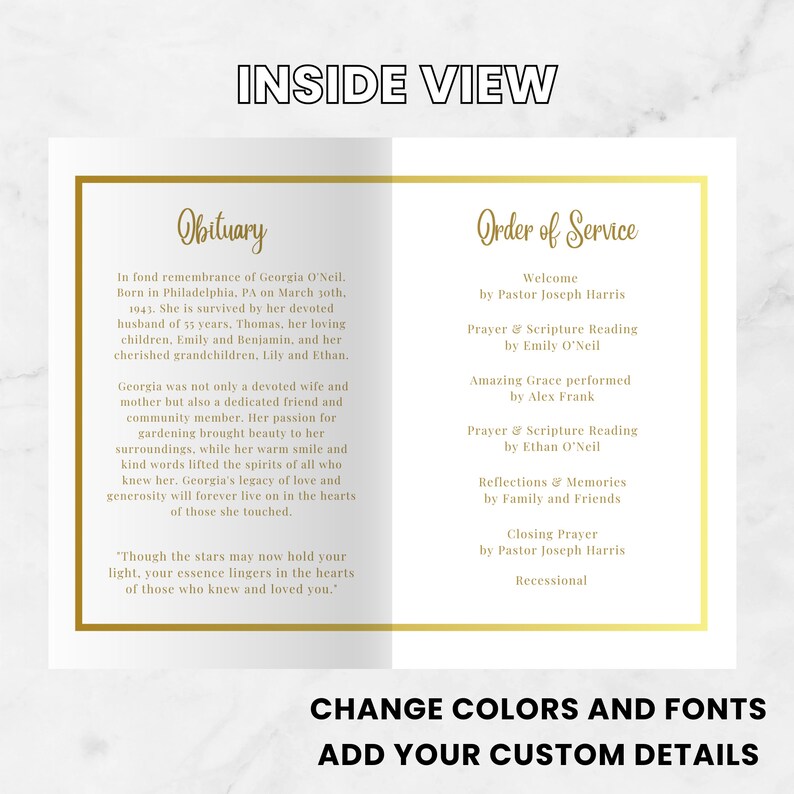 Editable Funeral Program Template | Floral Obituary | Order of Service ...