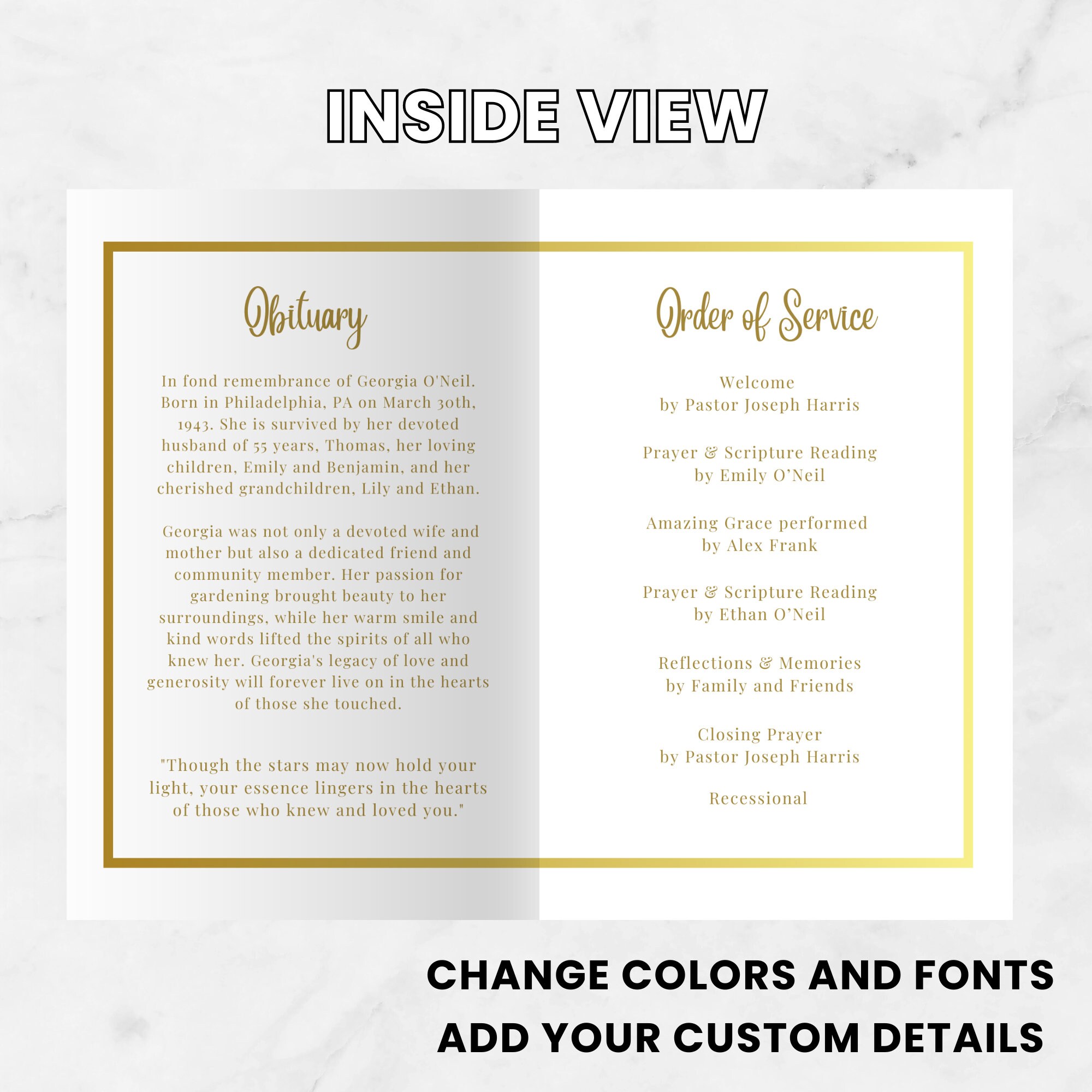 Editable Funeral Program Template | Floral Obituary | Order of Service ...