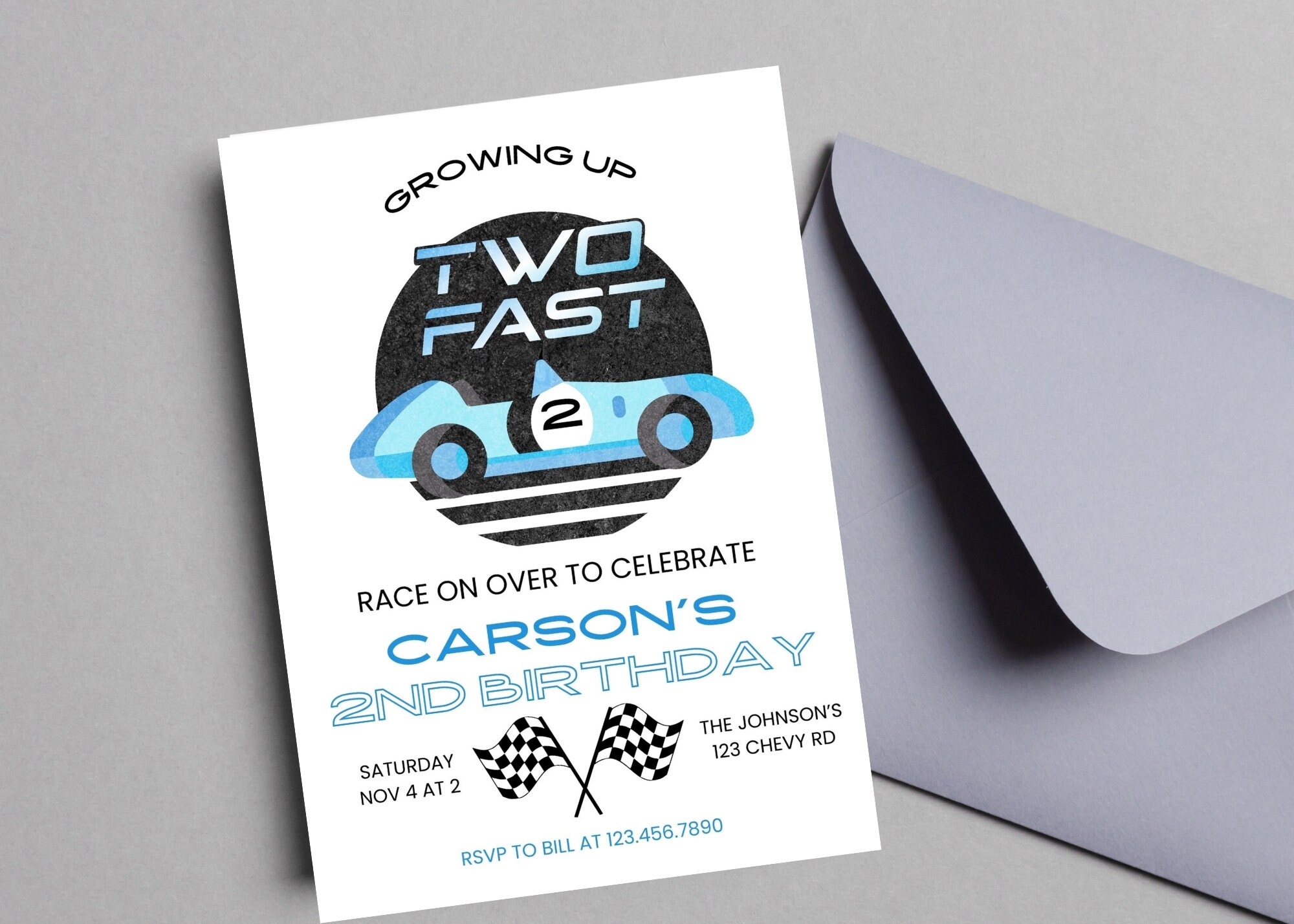 Editable TWO Fast Birthday Invitation Race Car 2nd Birthday - Etsy