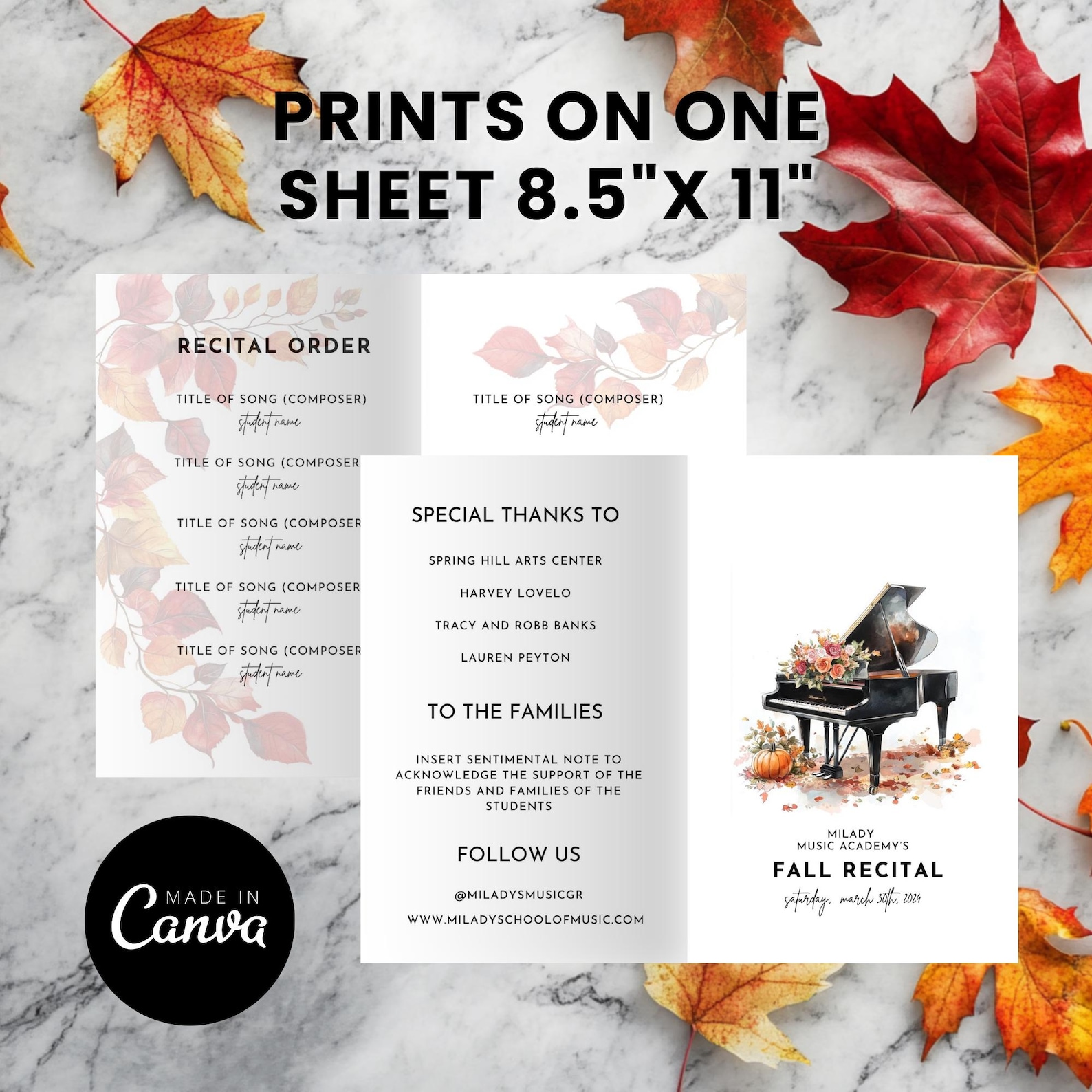 Printable Music Program Template | Student Recital | Piano Recital ...