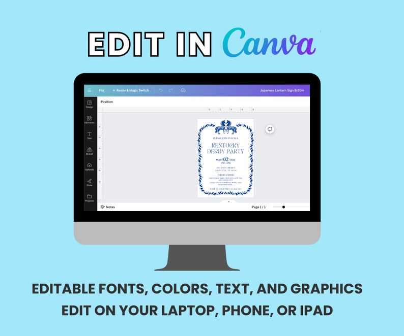 Printable Kentucky Derby Party Invitation Template, Bridal Baby Shower ...